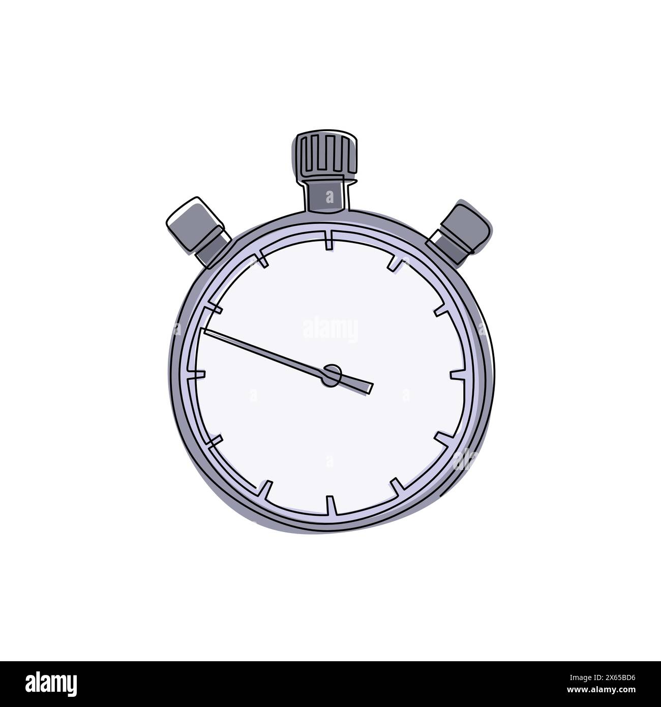 Single continuous line drawing stopwatch, special watch to start, stop ...