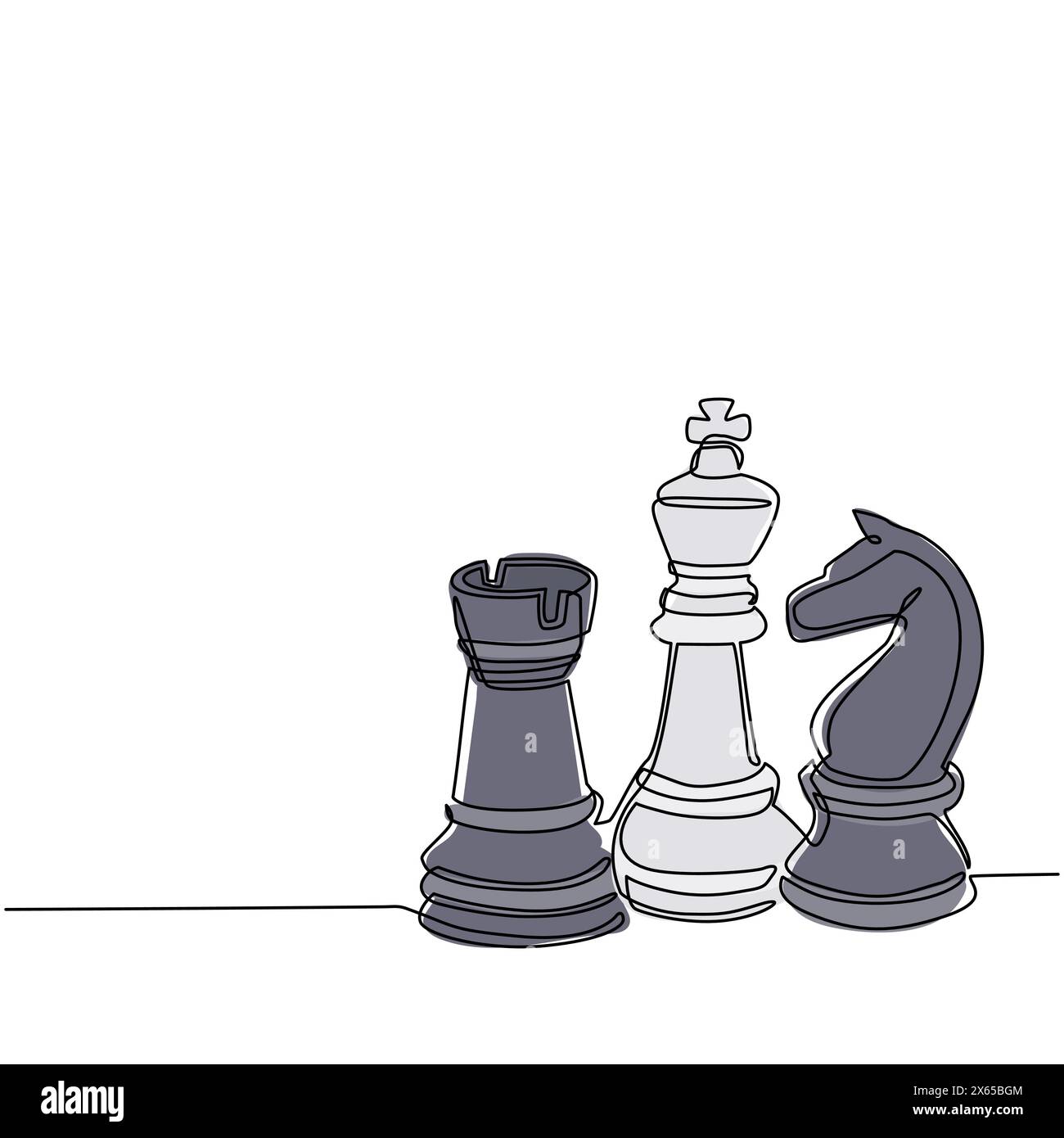 Single continuous line drawing chess pieces silhouette icon set ... Single continuous line drawing chess pieces silhouette icon set ...