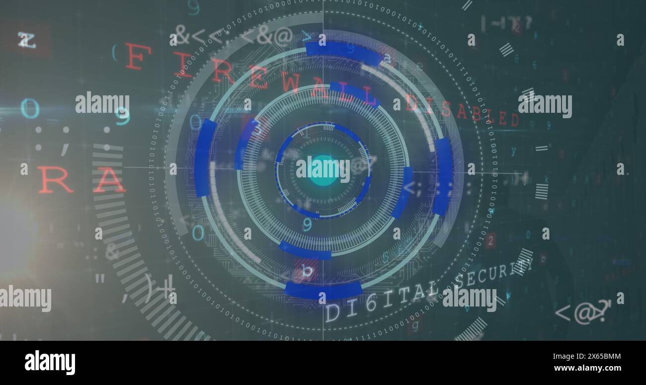 Image of scope scanning over data processing Stock Photo - Alamy
