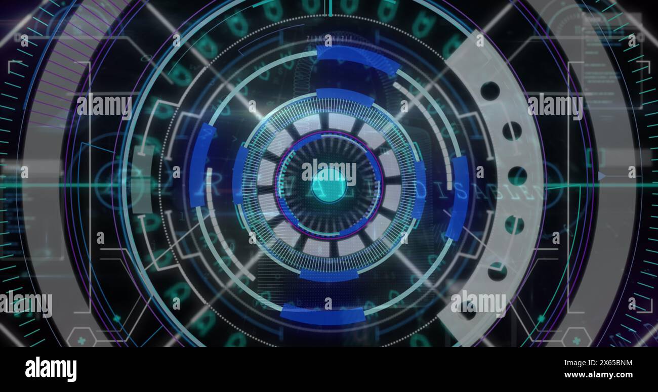 Image of scope scanning over network of connections Stock Photo - Alamy