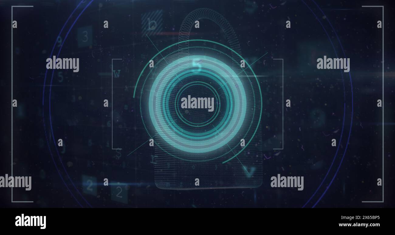 Image of data processing and scan scoping over dark background Stock Photo - Alamy