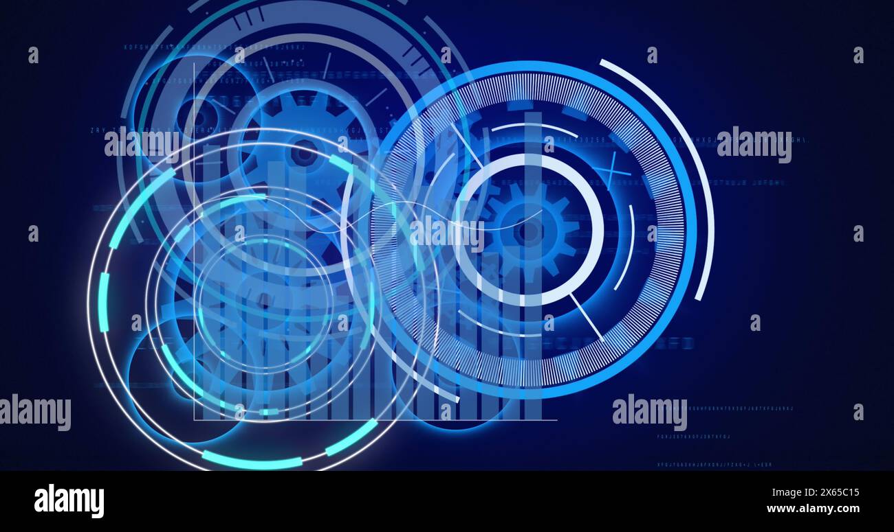 Image of processing circles and graph on navy background Stock Photo ...