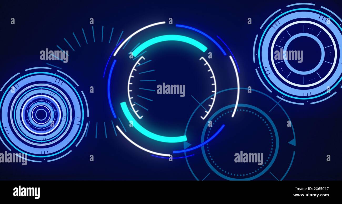 Image of processing circles and graph on navy background Stock Photo ...