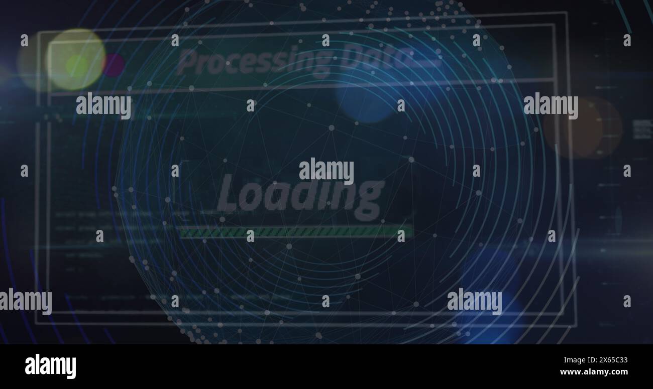 Image of loading over digital screen with lights Stock Photo - Alamy