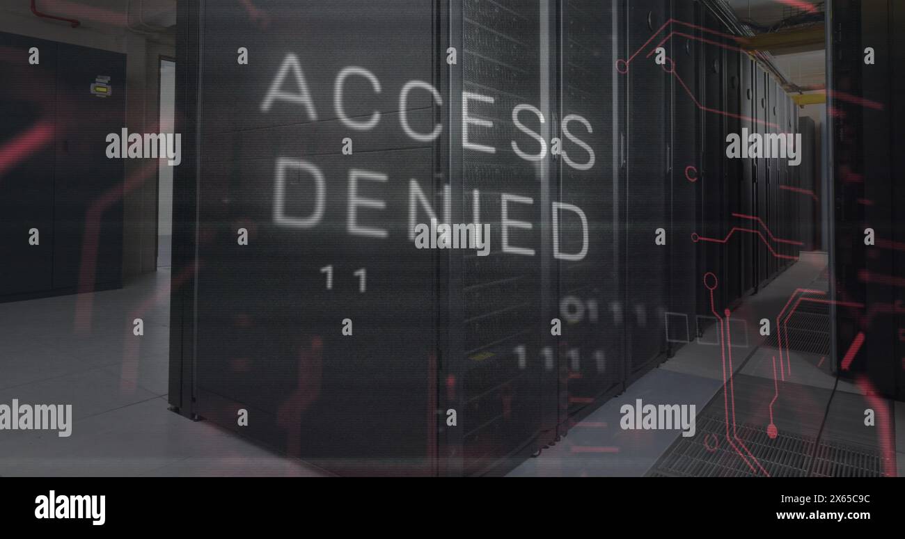 Image of access denied text over data processing and computer ... Image of access denied text over data processing and computer ...