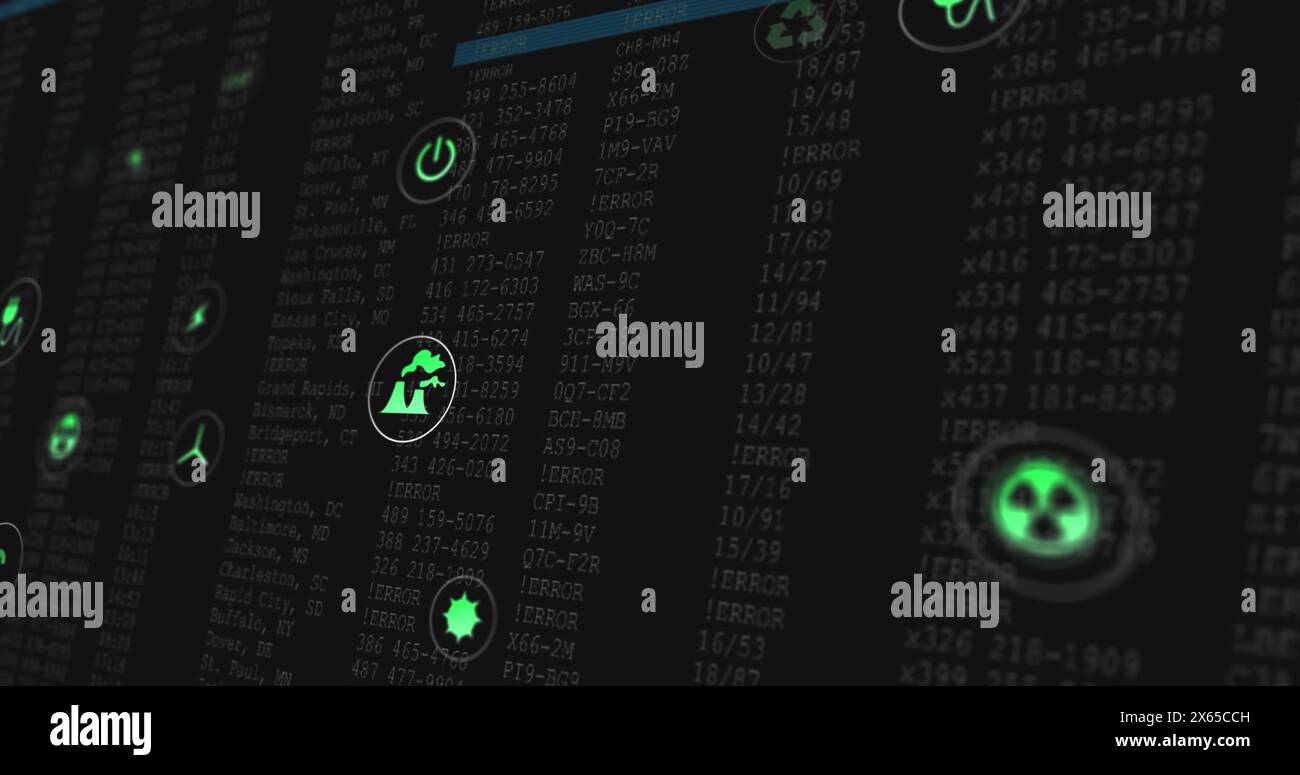 Image of multiple digital icons over data processing against black background Stock Photo - Alamy