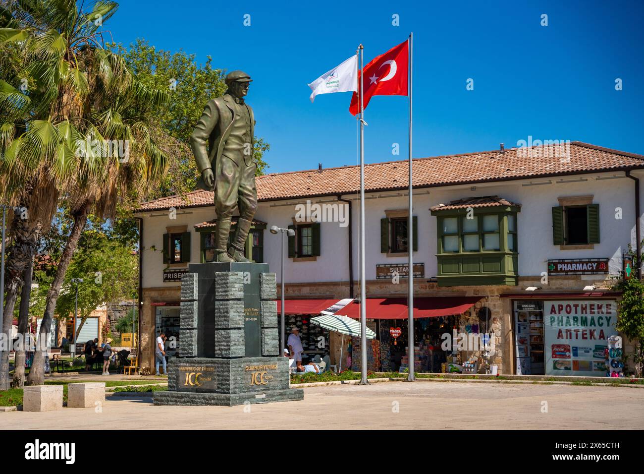 Side, Turkey - May 8, 2024: Statue of Mustafa Kemal Ataturk on ...