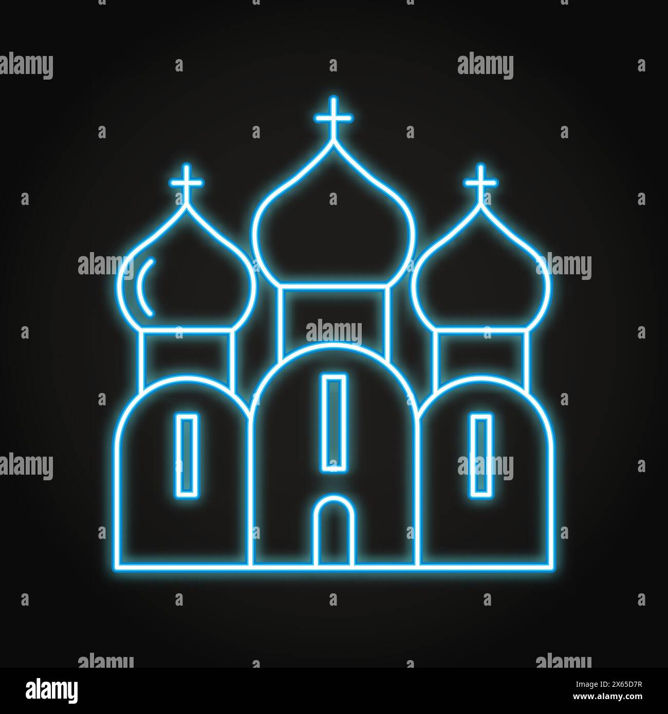 Orthodox church neon line icon. Christian religion building symbol ...