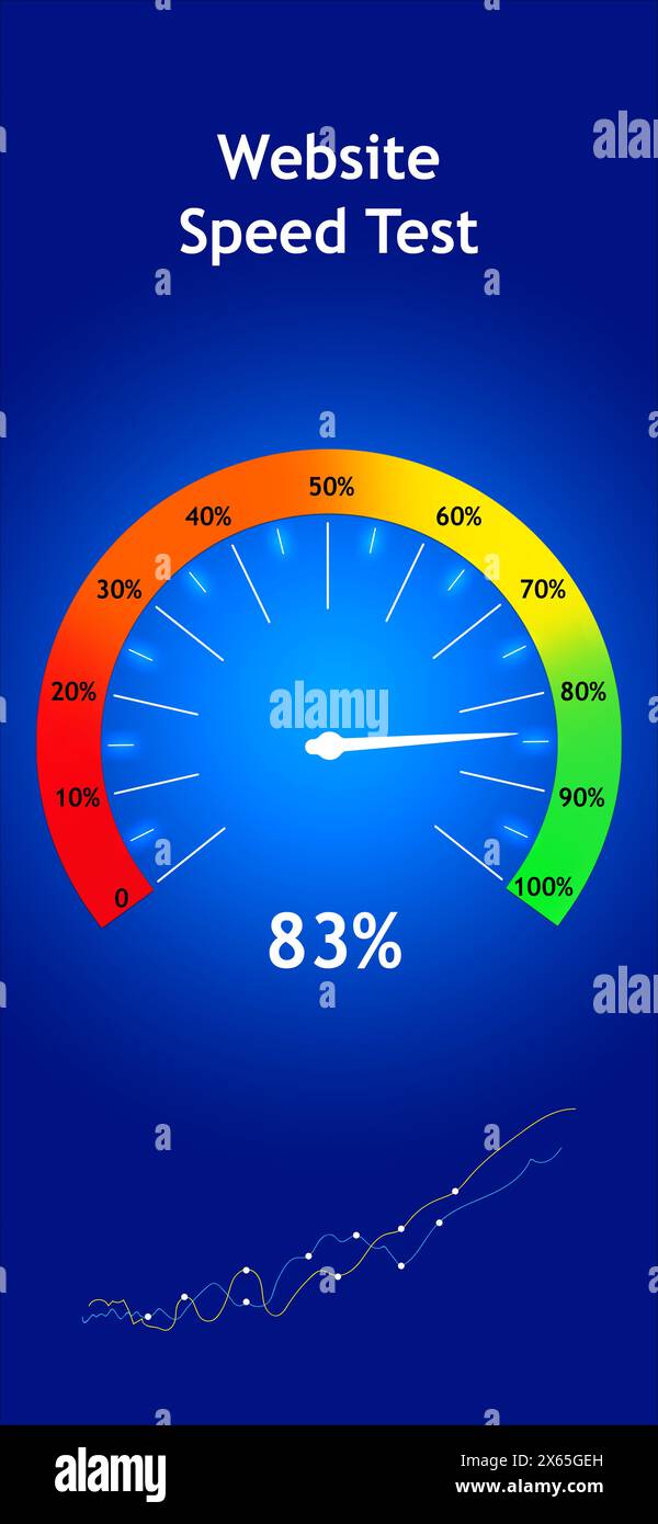 Speed test screen with illustration of speedometer Stock Photo - Alamy