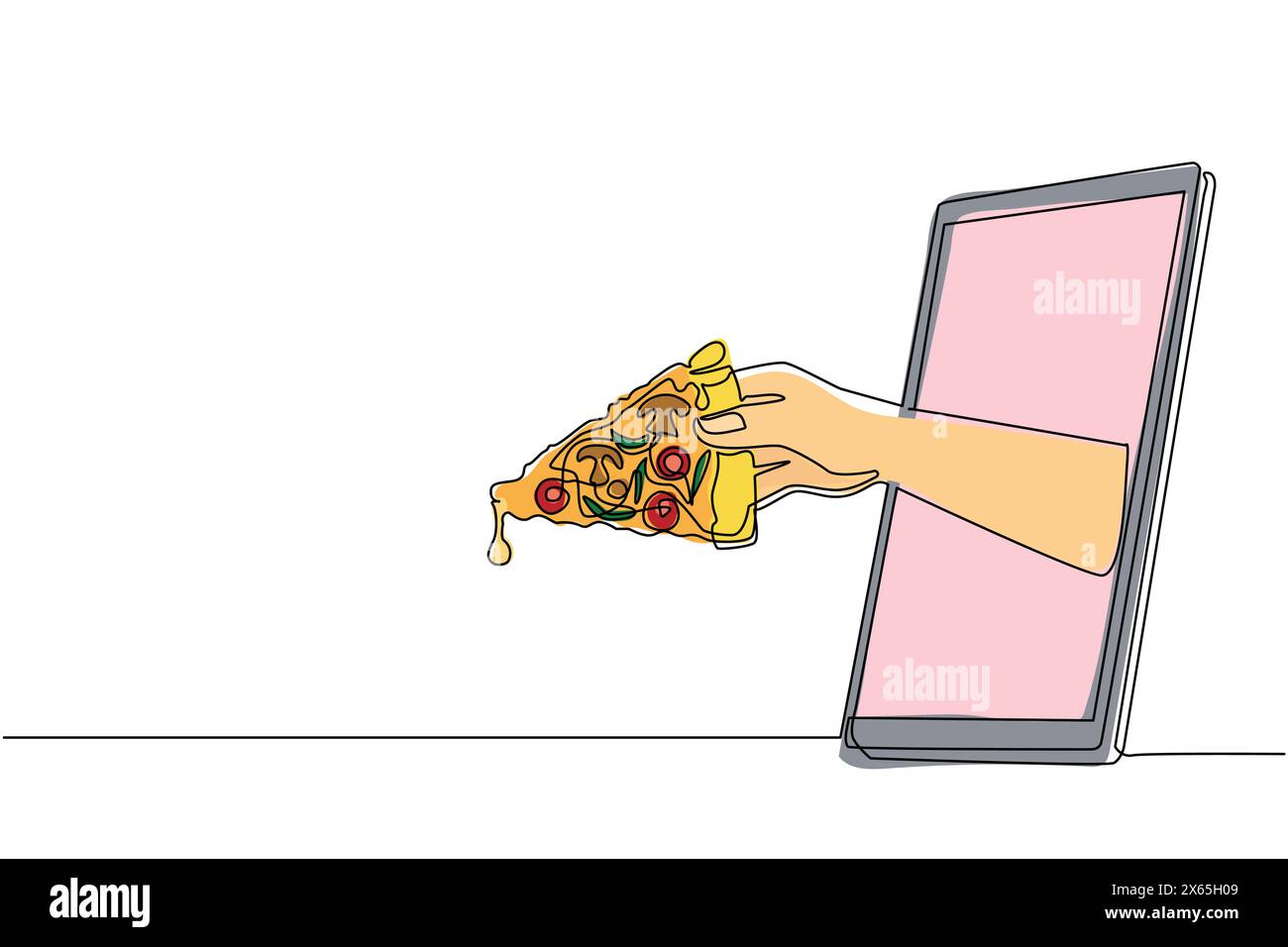 Mobile phone hand pizza Stock Vector Images - Alamy