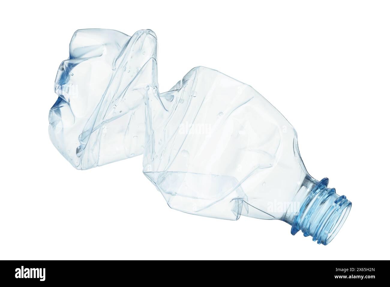 Crumpled disposable plastic bottle isolated on white Stock Photo - Alamy