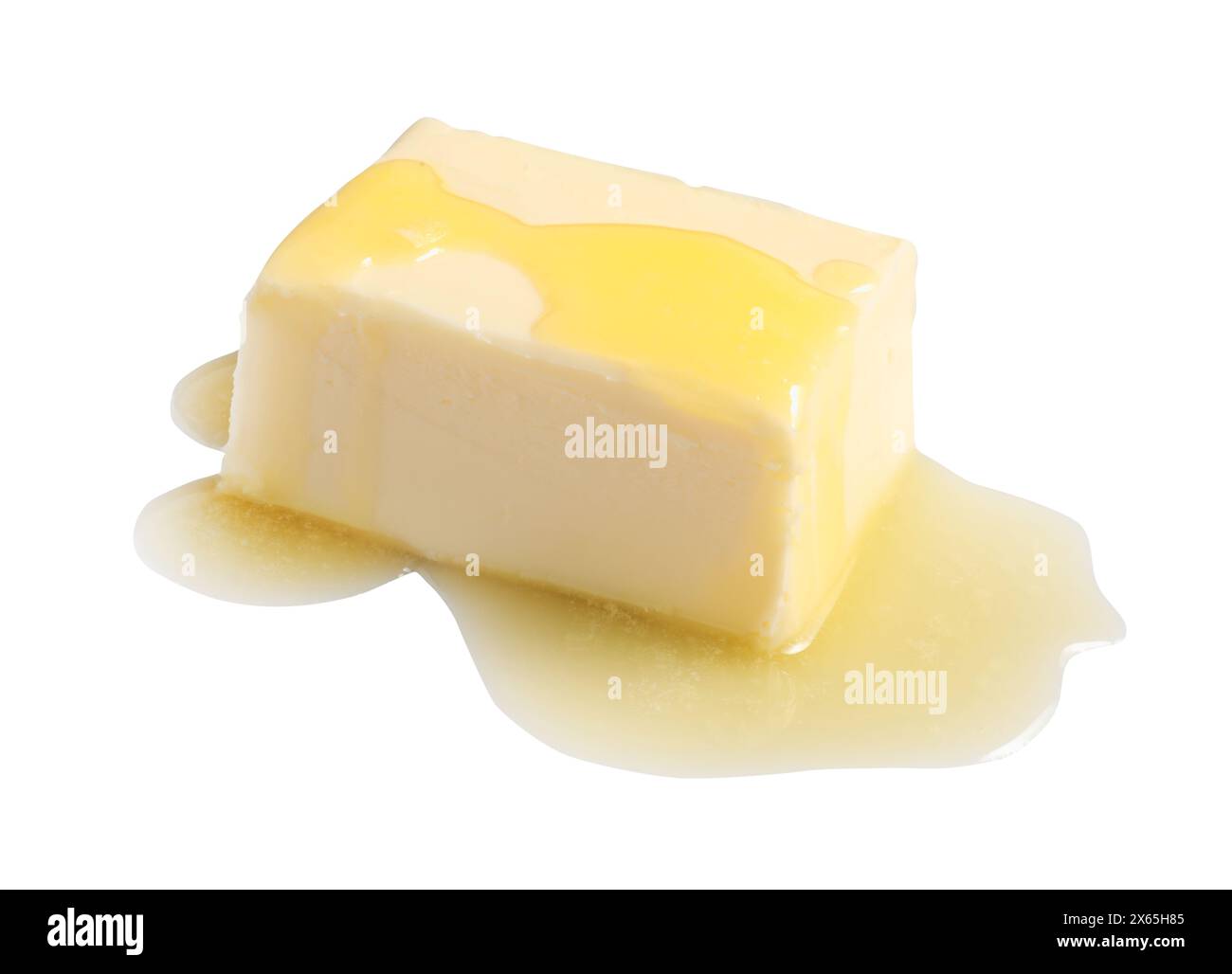 Piece of melting butter on white background Stock Photo - Alamy