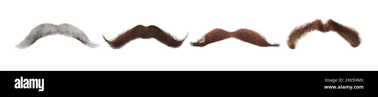 Different stylish mustaches isolated on white, set Stock Photo - Alamy