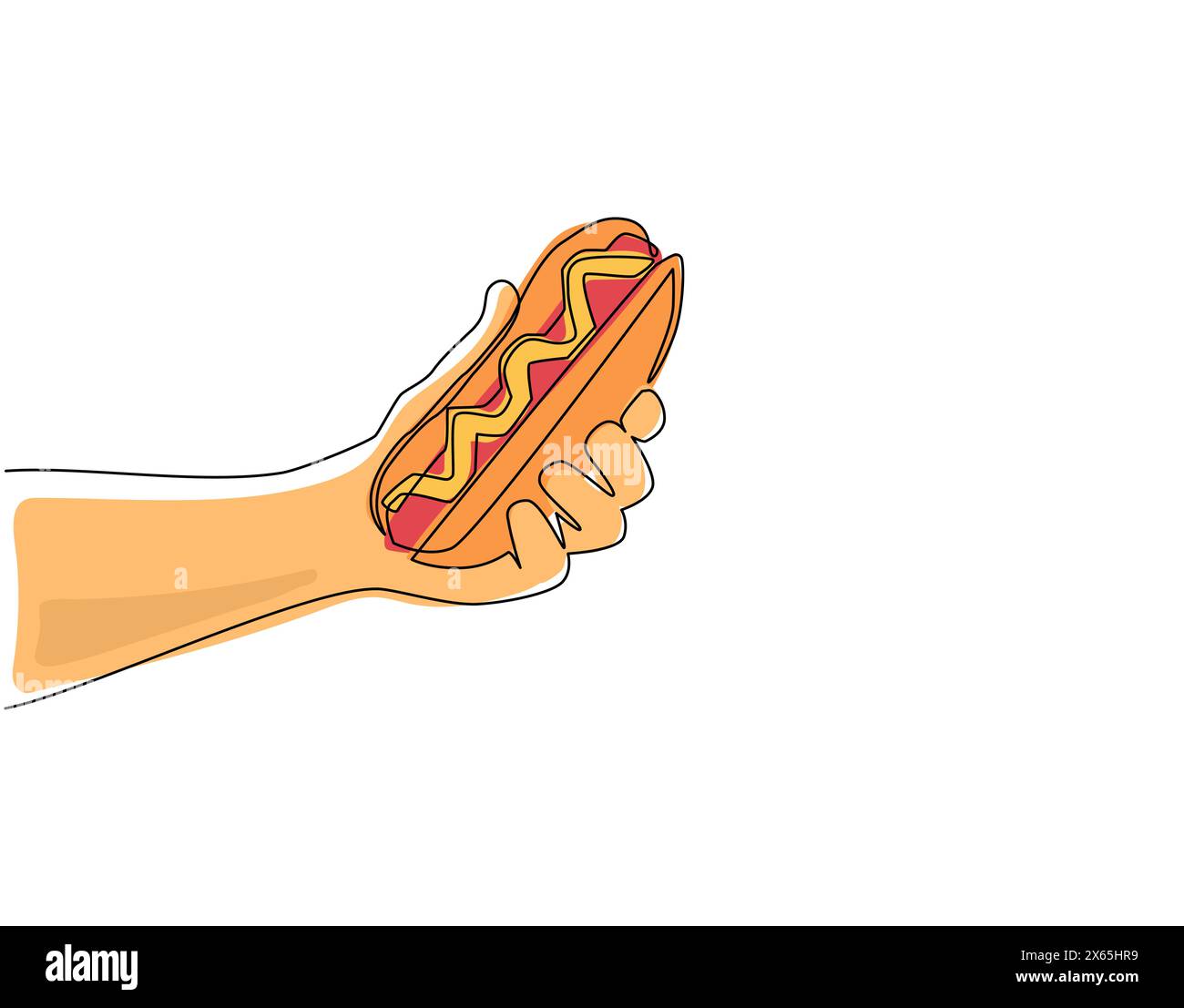 Sausage one line continuous Stock Vector Images - Alamy