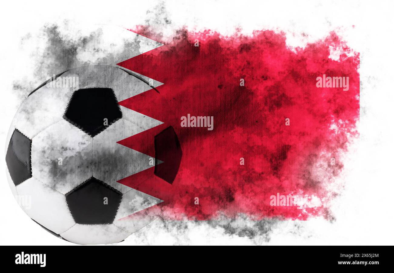 White background with Bahrain flag and soccer ball Stock Photo - Alamy