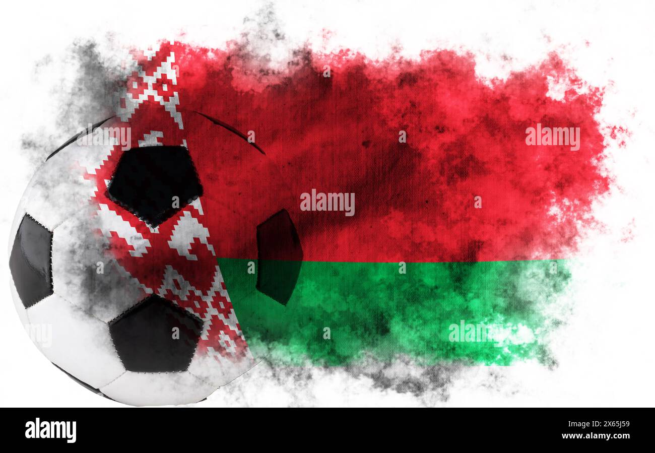 White background with Belarus flag and soccer ball Stock Photo - Alamy