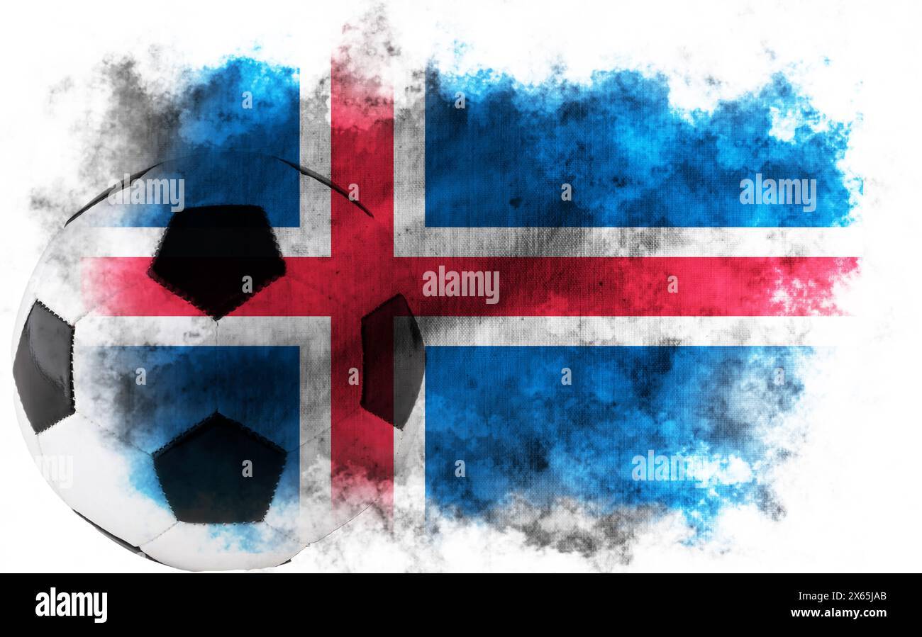 White background with Iceland flag and soccer ball Stock Photo - Alamy