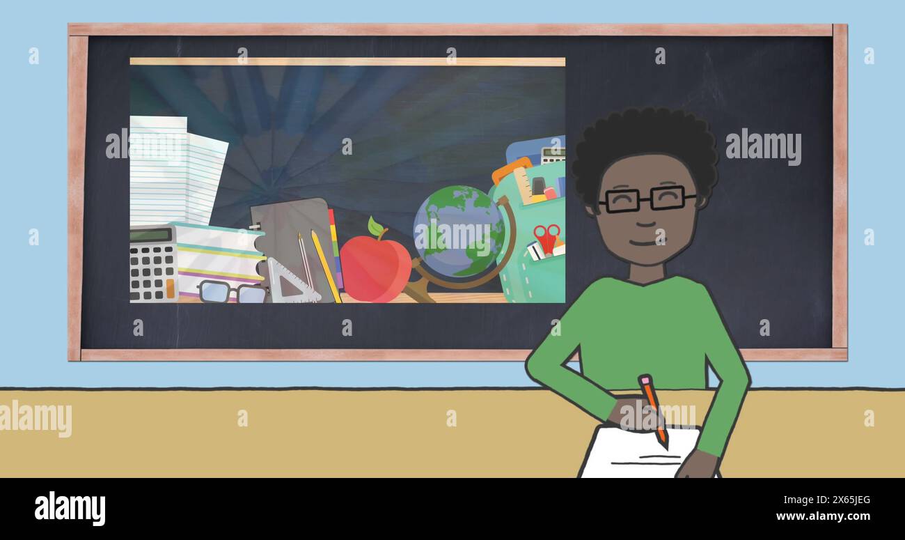 Teacher holding marker, explaining with black background Stock Photo ...