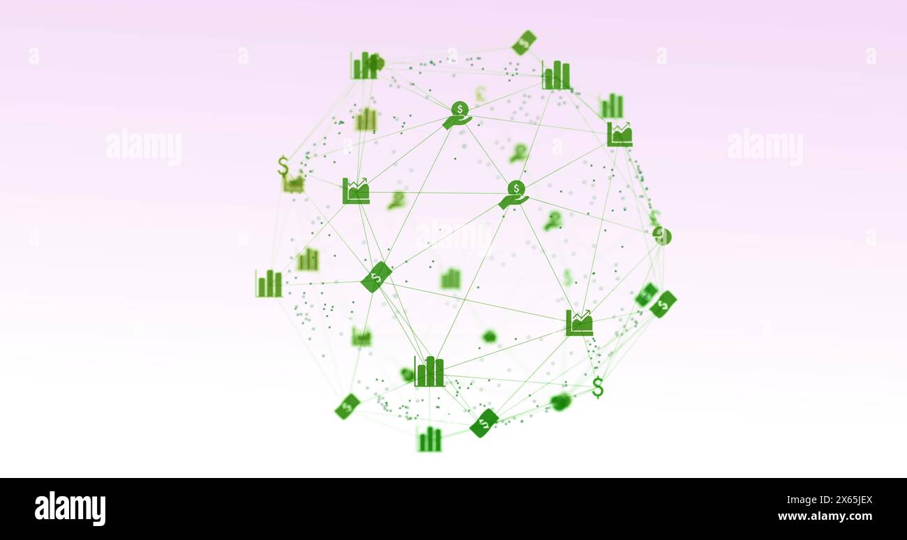 Image of network of connections over white background Stock Photo - Alamy