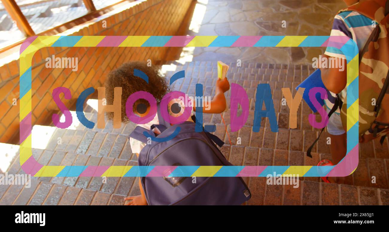 Image of school days text over diverse schoolchildren Stock Photo - Alamy