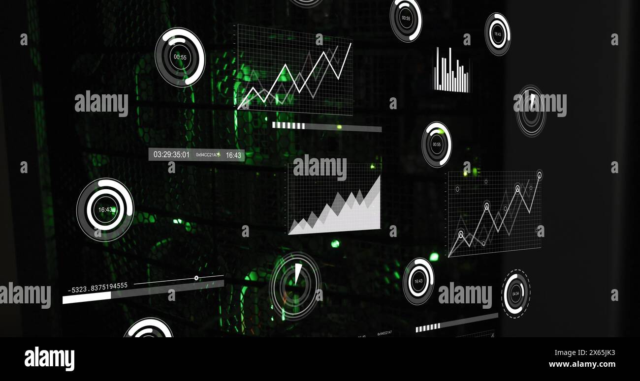 Graphs processing data over computer hi-res stock photography and images - Alamy