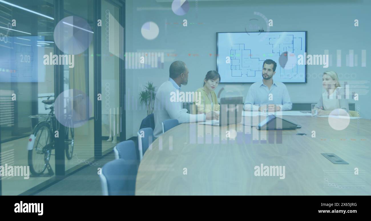 Image Of Statistical Data Processing Over Diverse Colleagues Discussing