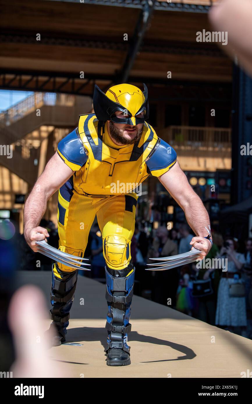 A Cosplayer dressed as Wolverine from the X-Men on the runway at Comic Con Brussels 2024 ...