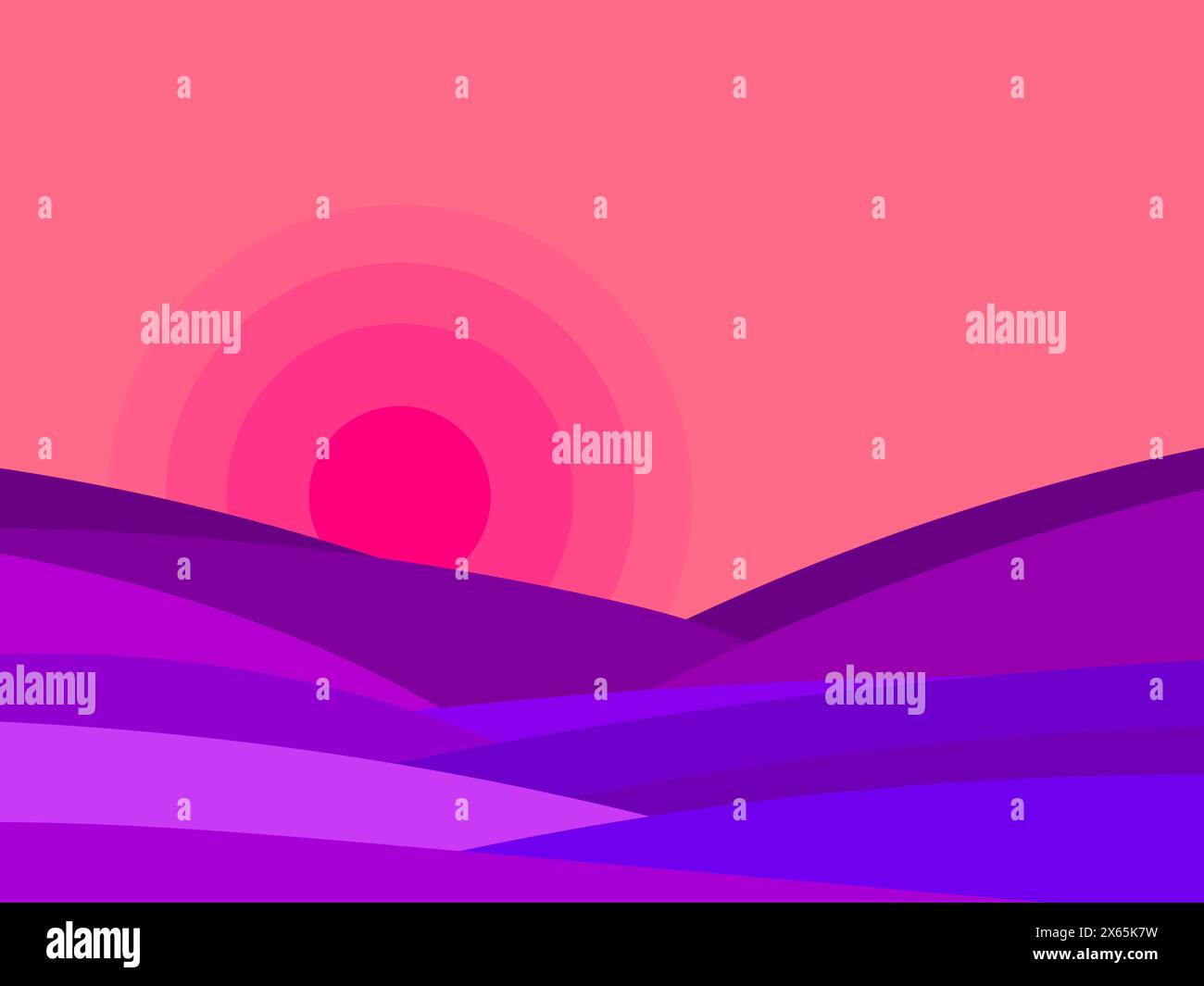 Wavy landscape at sunset in minimalist boho style. Desert wavy ...