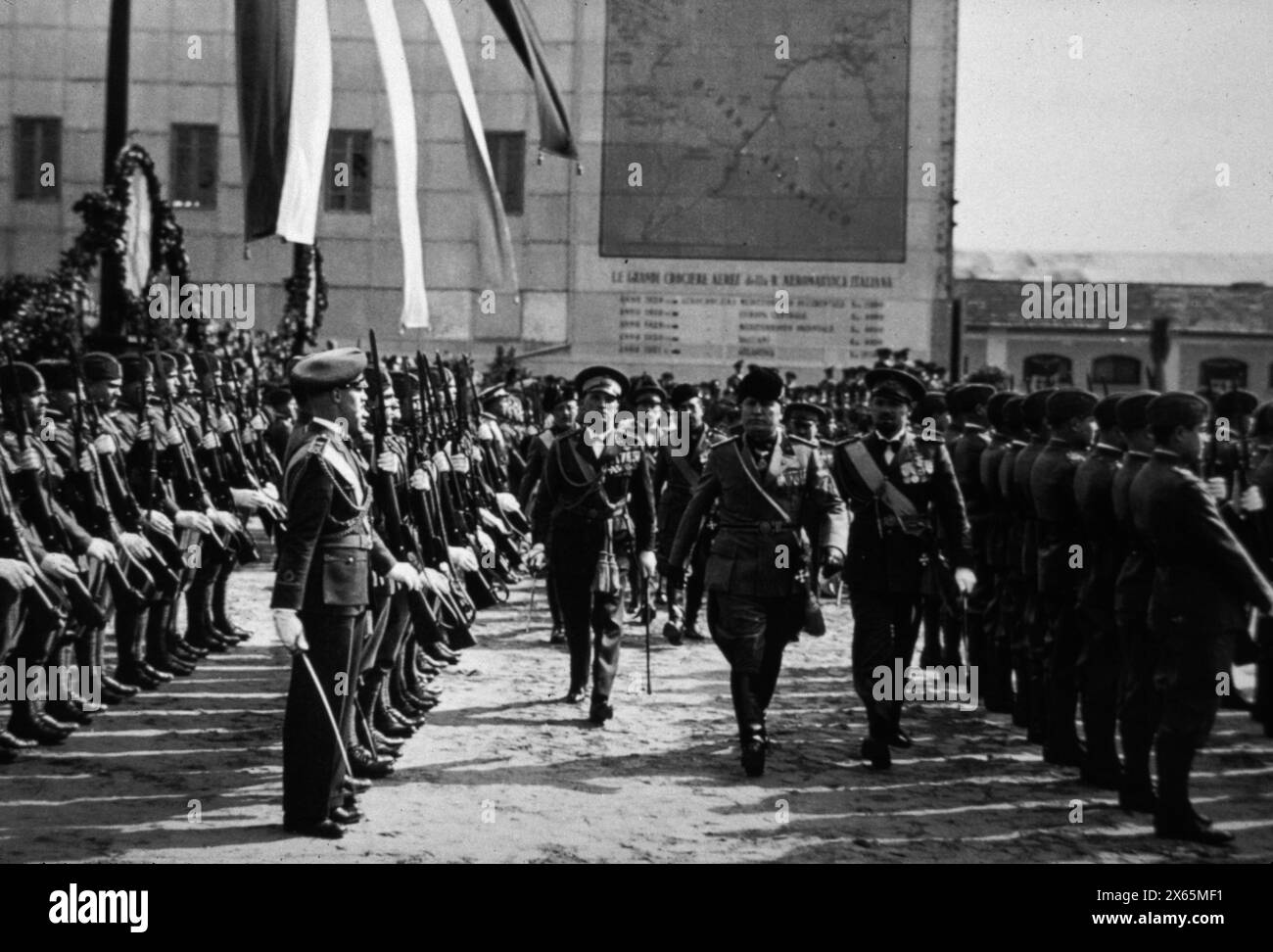 Italian dictator Benito Mussolini and Italo Balbo during an air ...