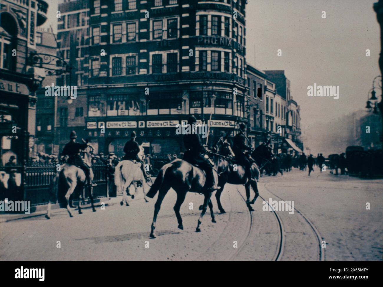 Mounted police clearing the square from strikers during the General ...
