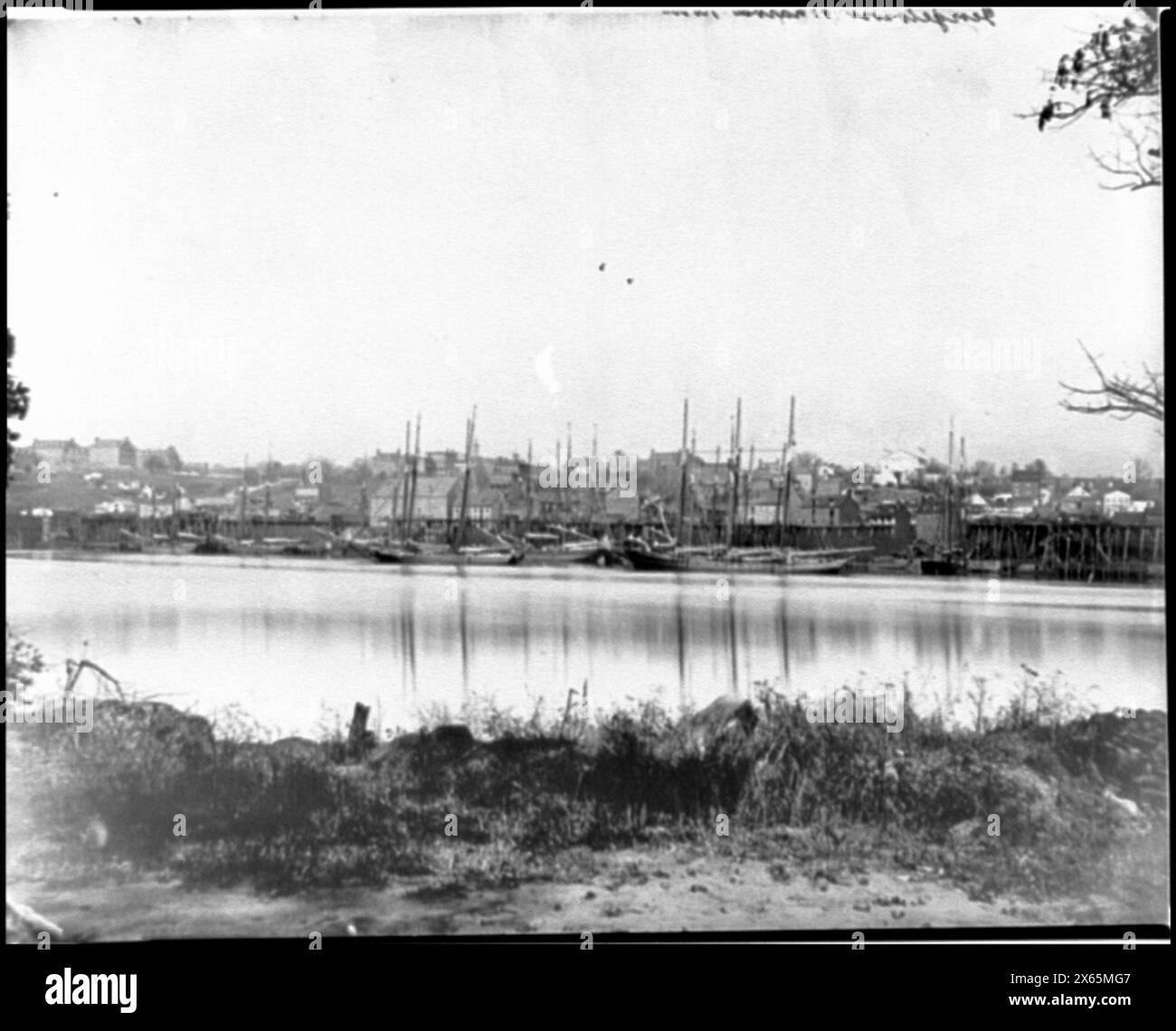 Washington, D.C. Georgetown waterfront with sailing vessels, seen from ...