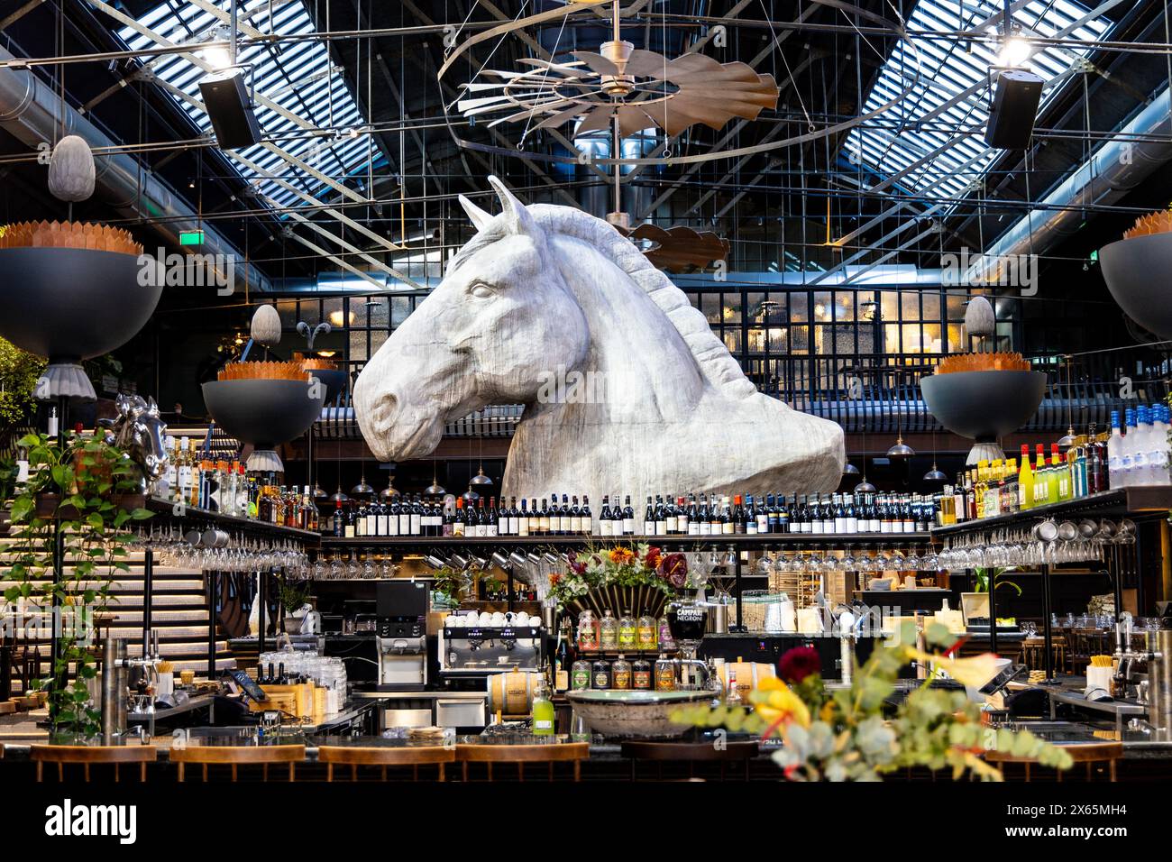 Interior of Tavolo Restaurant inside converted artillery stables, with ...
