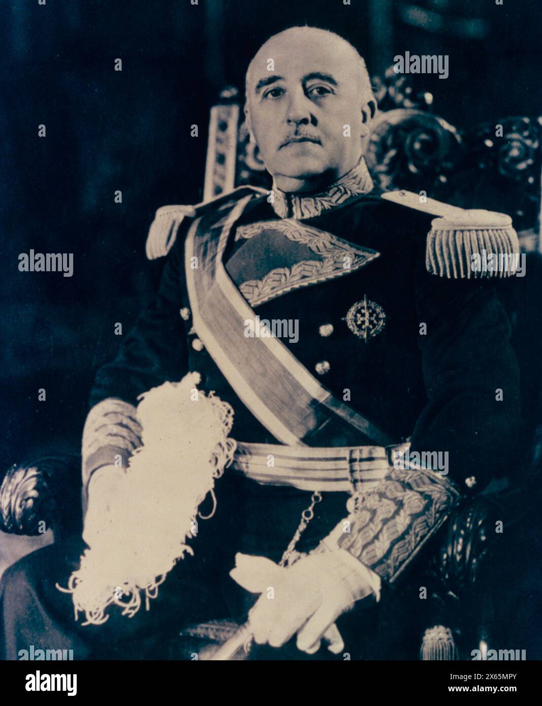Portrait of Spanish dictator Francisco Franco, Spain 1939 Stock Photo ...
