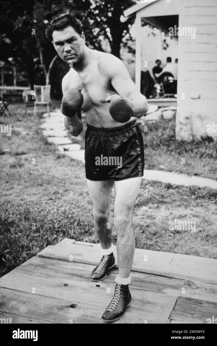 German heavyweight boxer champion Max Schmeling training in the US ...