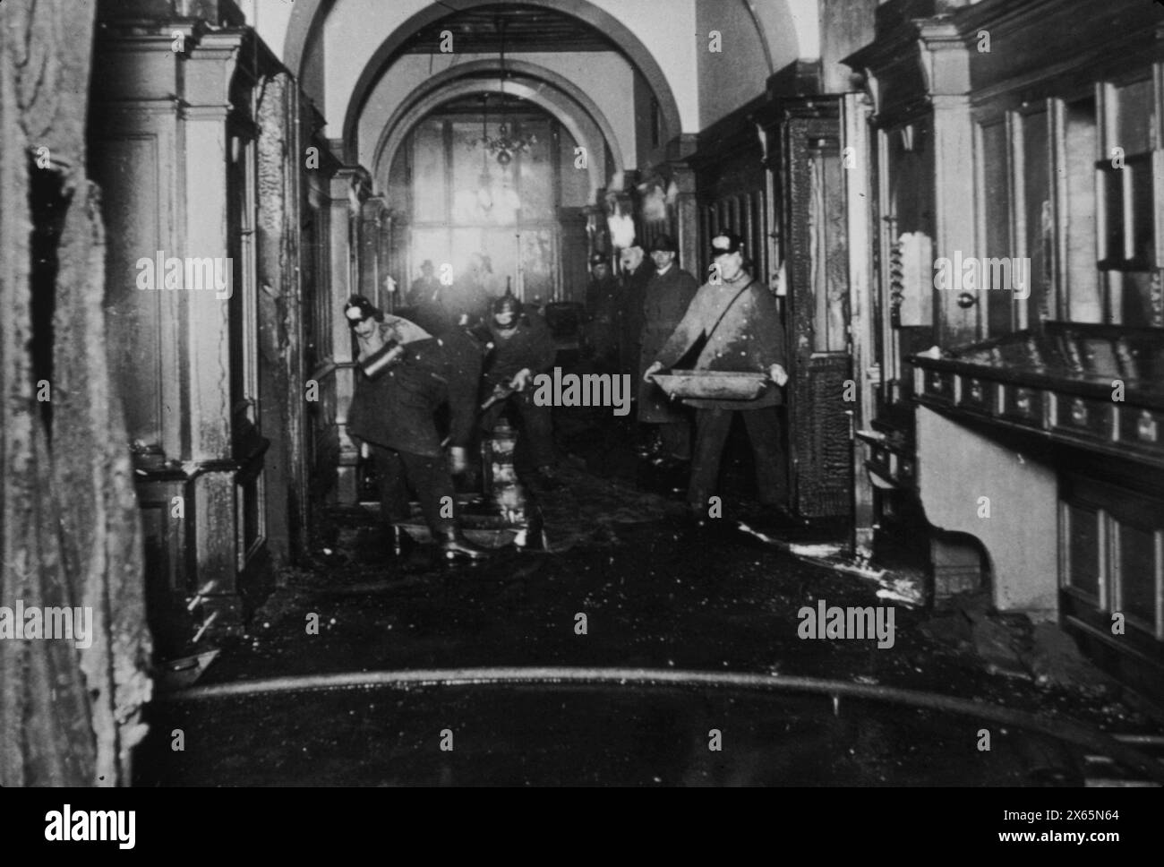 German firefighters working after the Reichstag fire, Berlin 1933 Stock ...