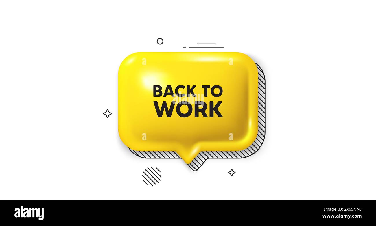 Back to work tag. Job offer. 3d speech bubble icon. Vector Stock Vector ...