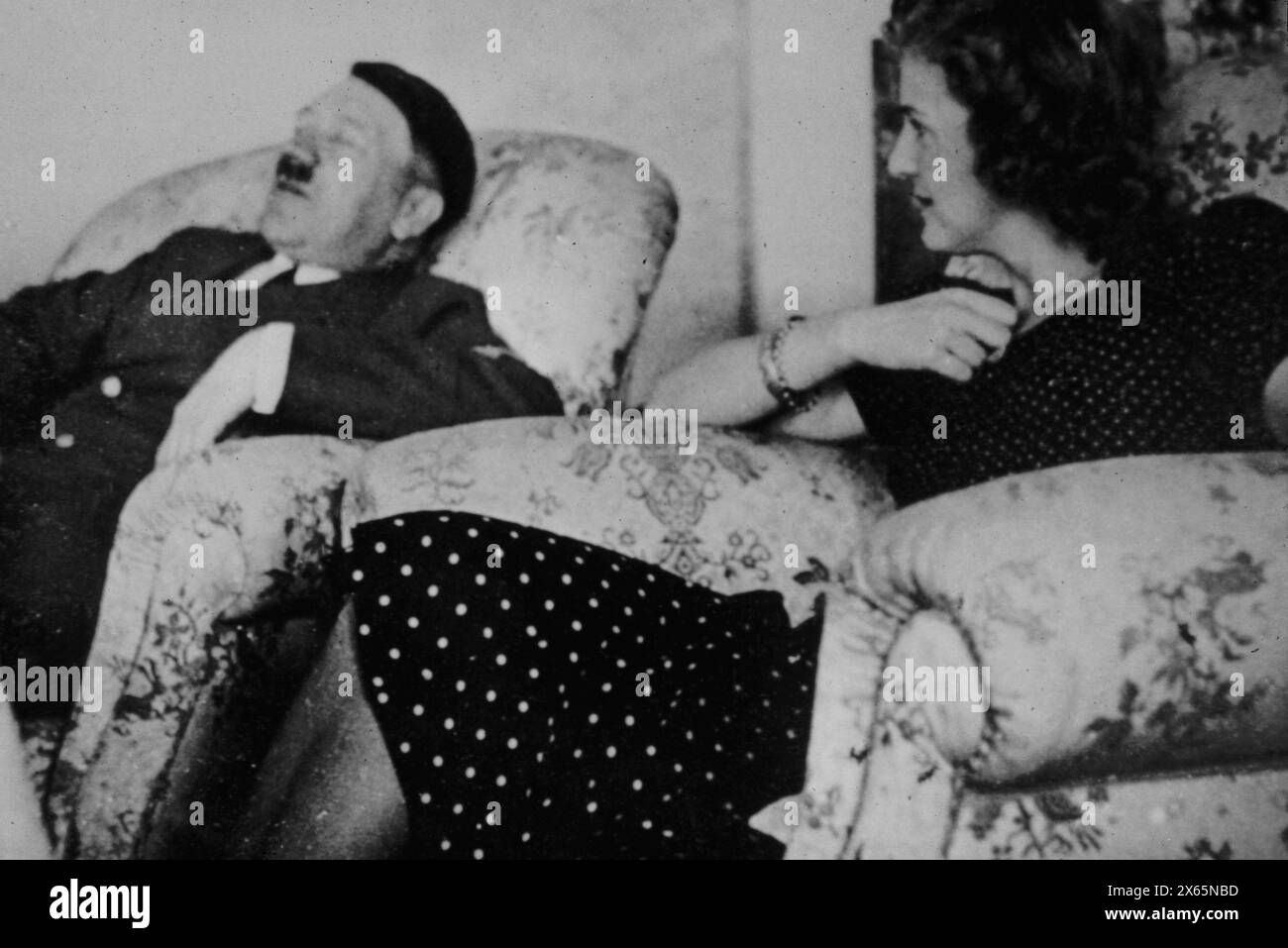 German dictator Adolph Hitler and his mistress Eva Braun in the Berghof ...