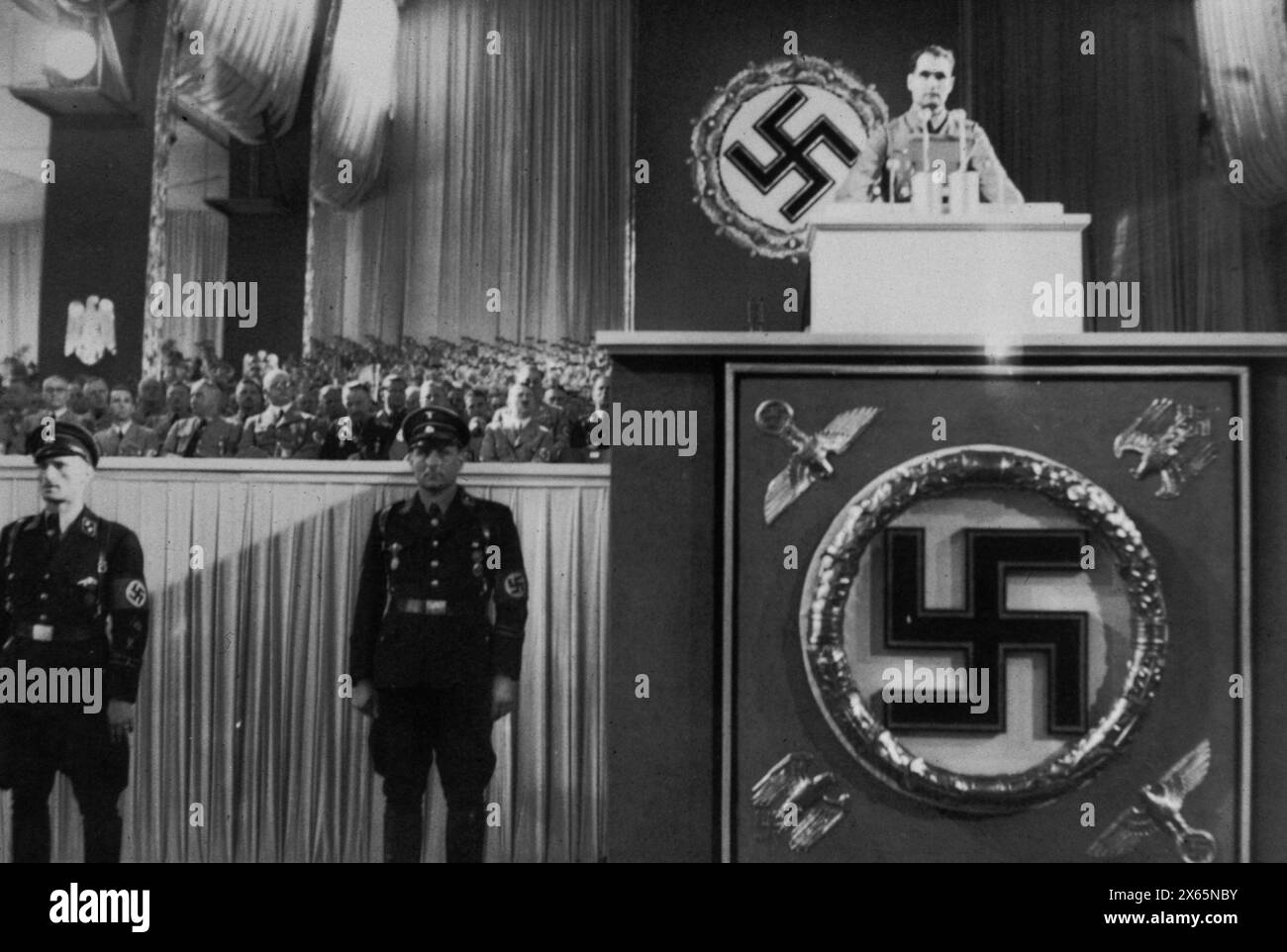 German Nazi Rudolph Hess addressing the Party at the Nuremberg Congress ...