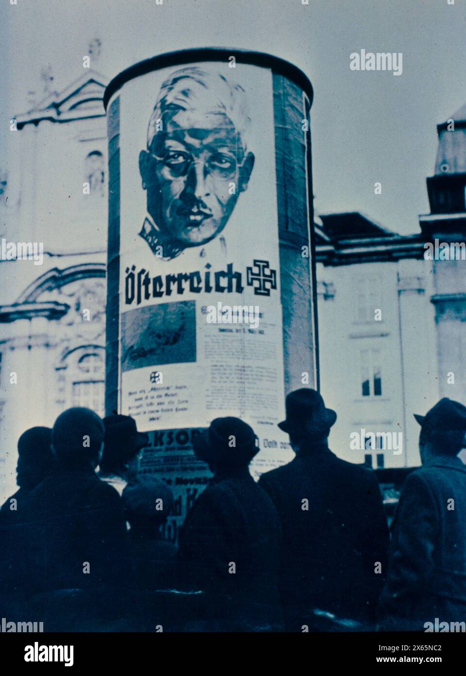 Austrians reading a pro-Schuschnigg propaganda poster about the ...