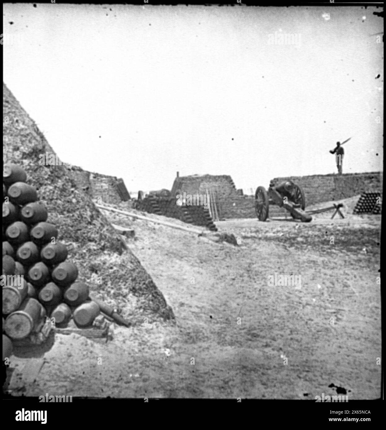 Charleston, S.C. Parapet of Fort Sumter, with stacks of ammunition ...