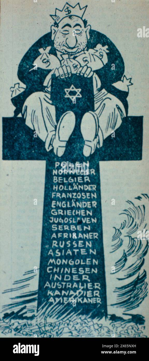 German Nazi Party anti-Semitic propaganda poster, Germany 1940s Stock ...