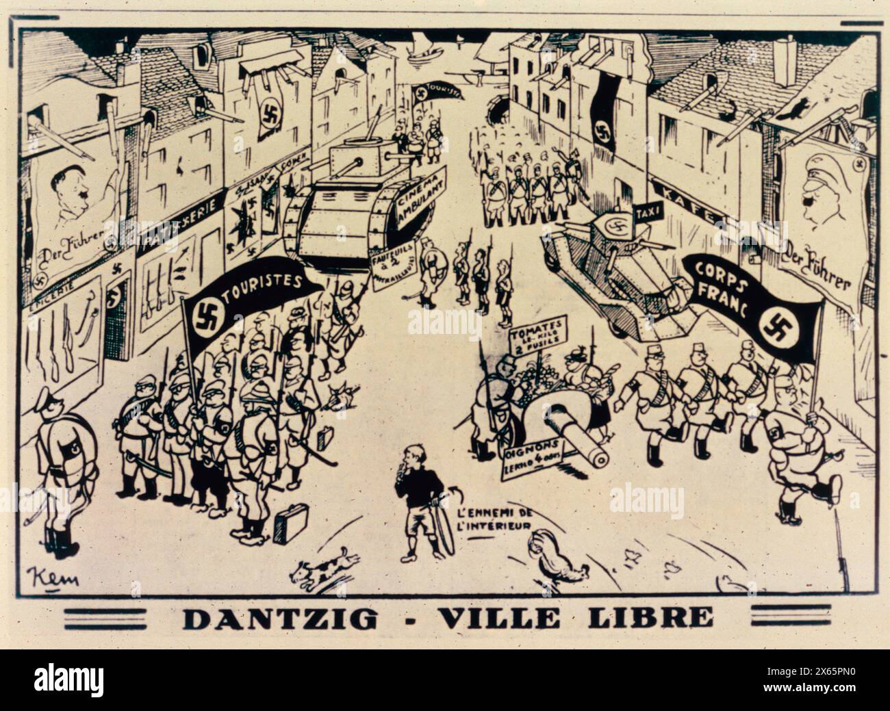 Danzig Free City, French cartoon about German presence in Danzig ...