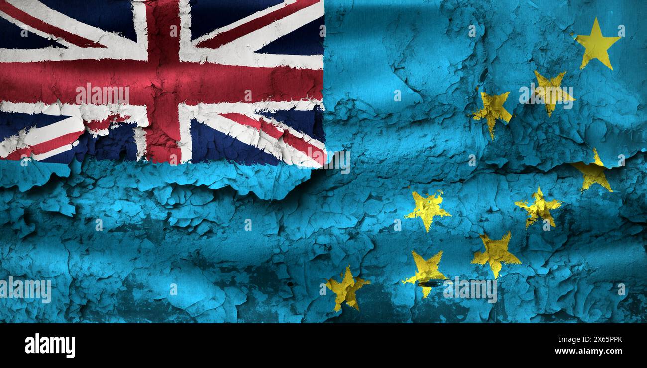 3D-Illustration of a Tuvalu flag - realistic waving fabric flag Stock ...