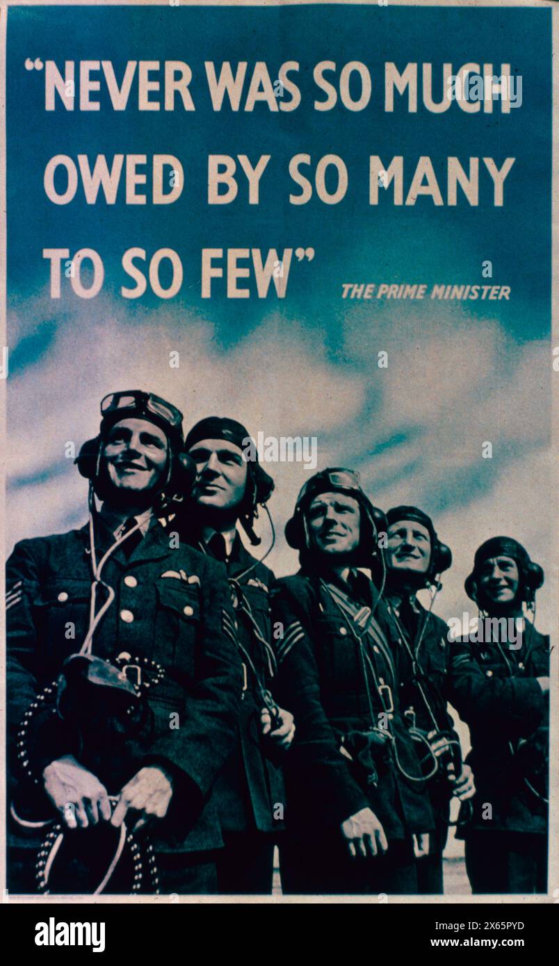 WWII British poster tribute to Air Force pilots by Winston Churchill ...