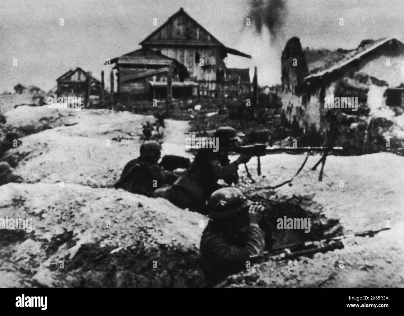 German soldiers in the trenches during the WWII battle of Stalingrad ...