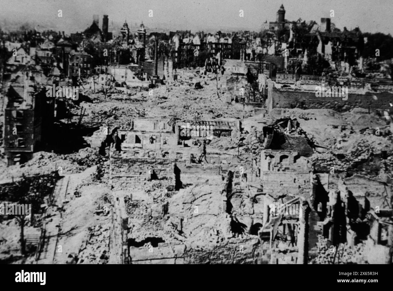 The ruins of the city of Nuremberg after the Allied forces bombing ...