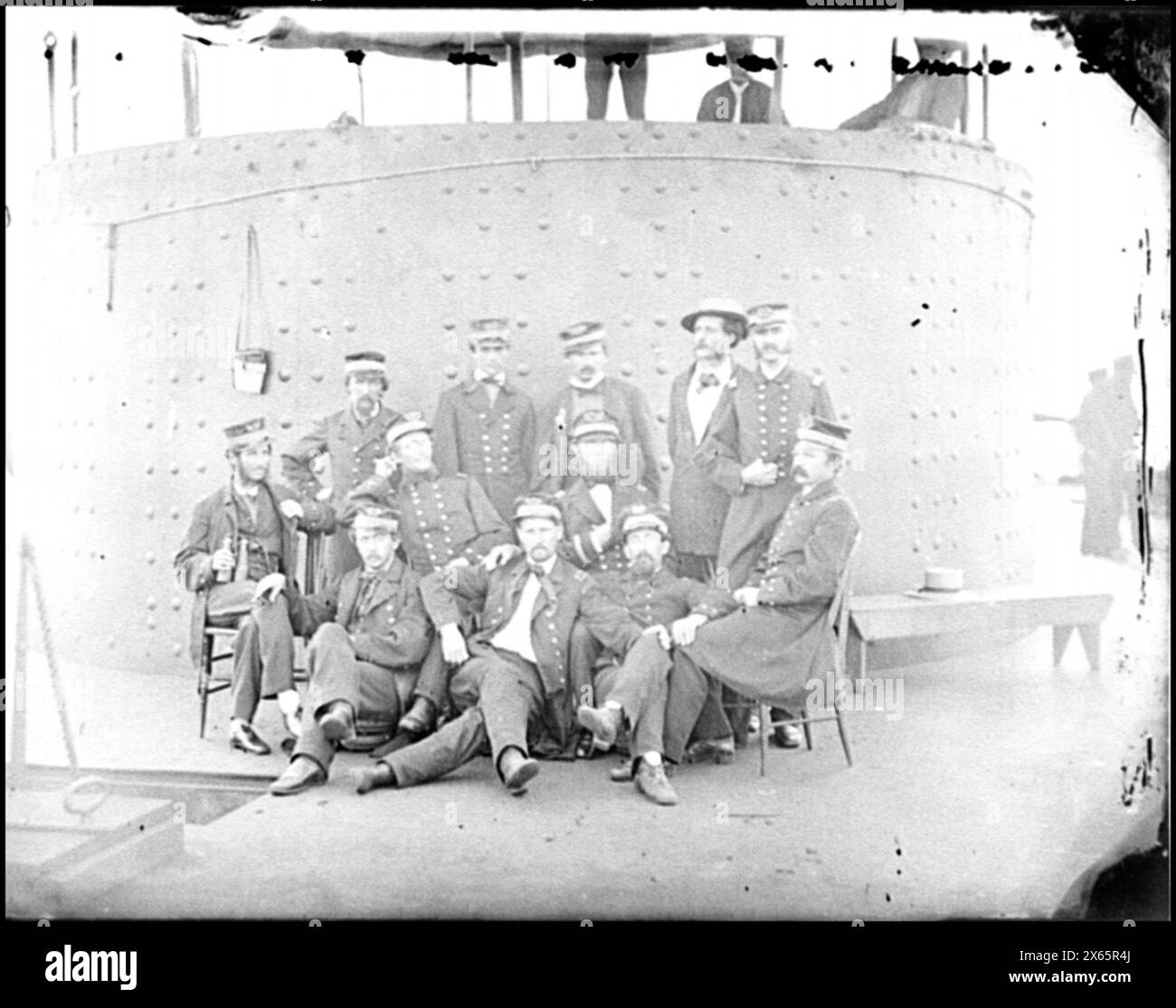 James River, Va. Officers of the U.S.S. Monitor grouped by the turret ...