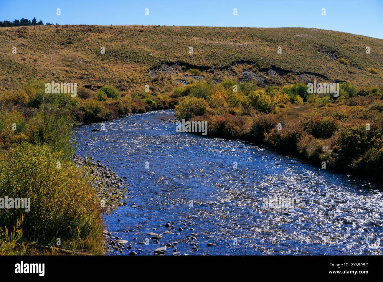 River flowing through Colorado hills Stock Photo - Alamy