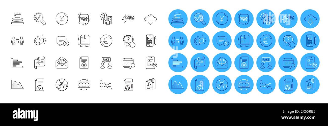 Diagram chart, Documentation and Horizontal chart line icons pack. For web app. Color icon ...