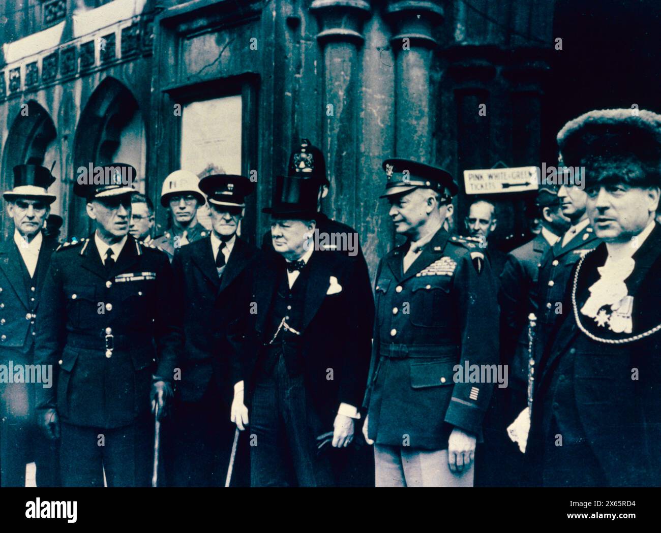 British PM Winston Churchill and American General Eisenhower at the end ...